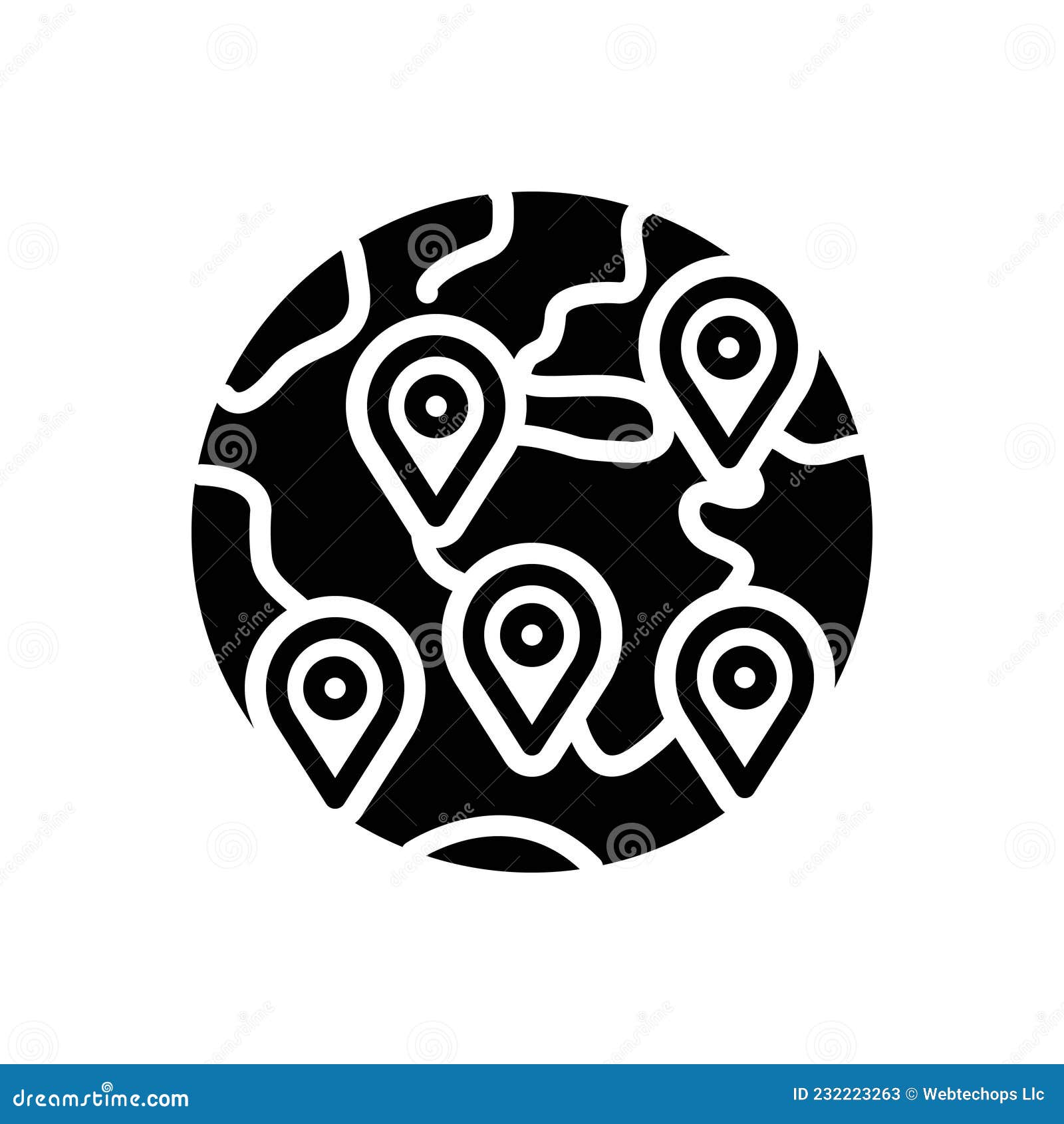 Black Solid Icon for Everywhere, Here and Anywhere Stock Vector ...