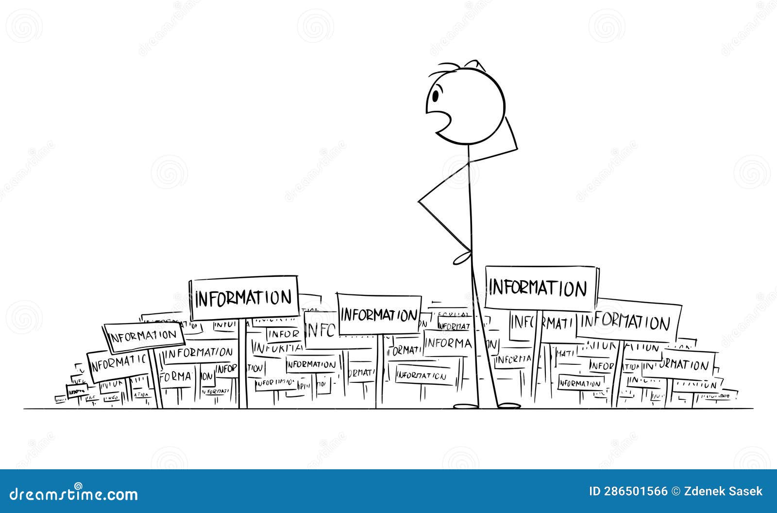 Everywhere Is Information, Vector Cartoon Stick Figure Illustration ...