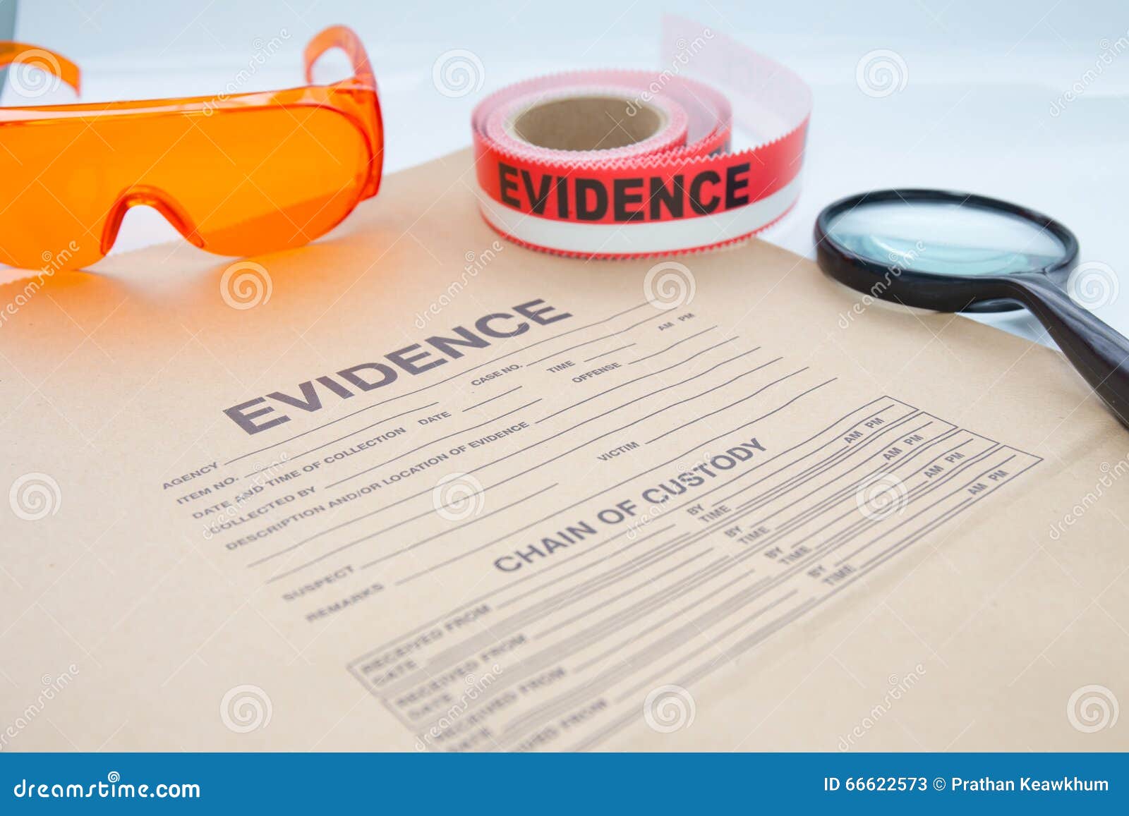 Evidence Bag And Tool For Forensic In Crime Scene Royalty-Free Stock ...