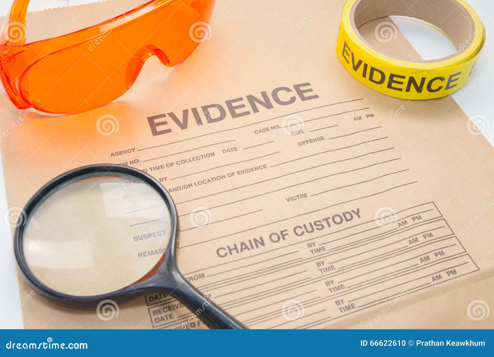Evidence Bag And Tool For Forensic In Crime Scene Royalty-Free Stock ...