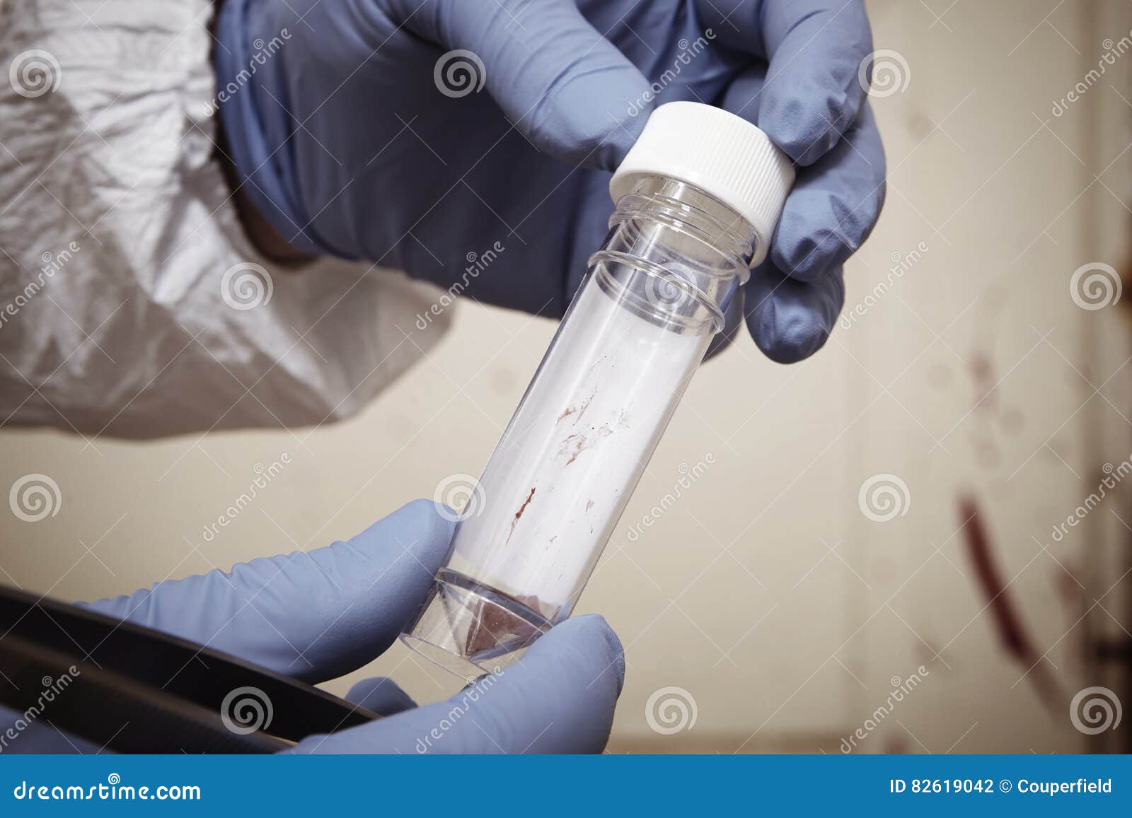 Evidence with Blood in Container Stock Photo - Image of measure, blot ...