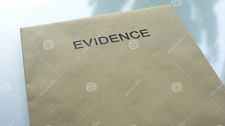 Evidence, Folder with Important Documents Lying on Table, Police ...