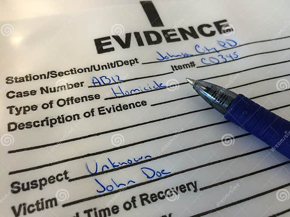 Evidence Form stock photo. Image of completed, evidence - 57587234