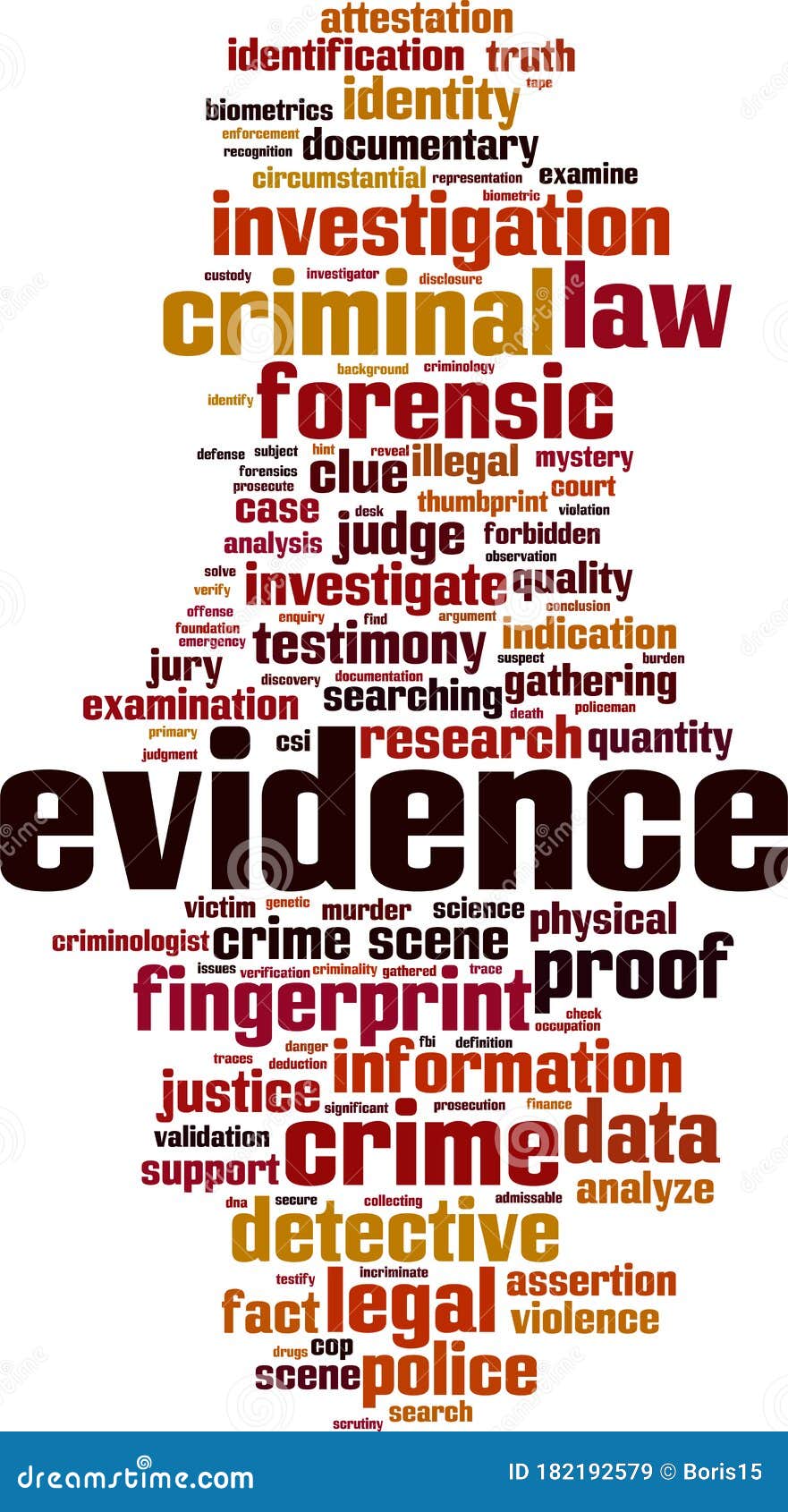Evidence word cloud stock vector. Illustration of jury - 182192579