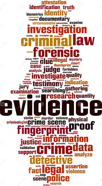 Evidence word cloud stock vector. Illustration of jury - 182192579