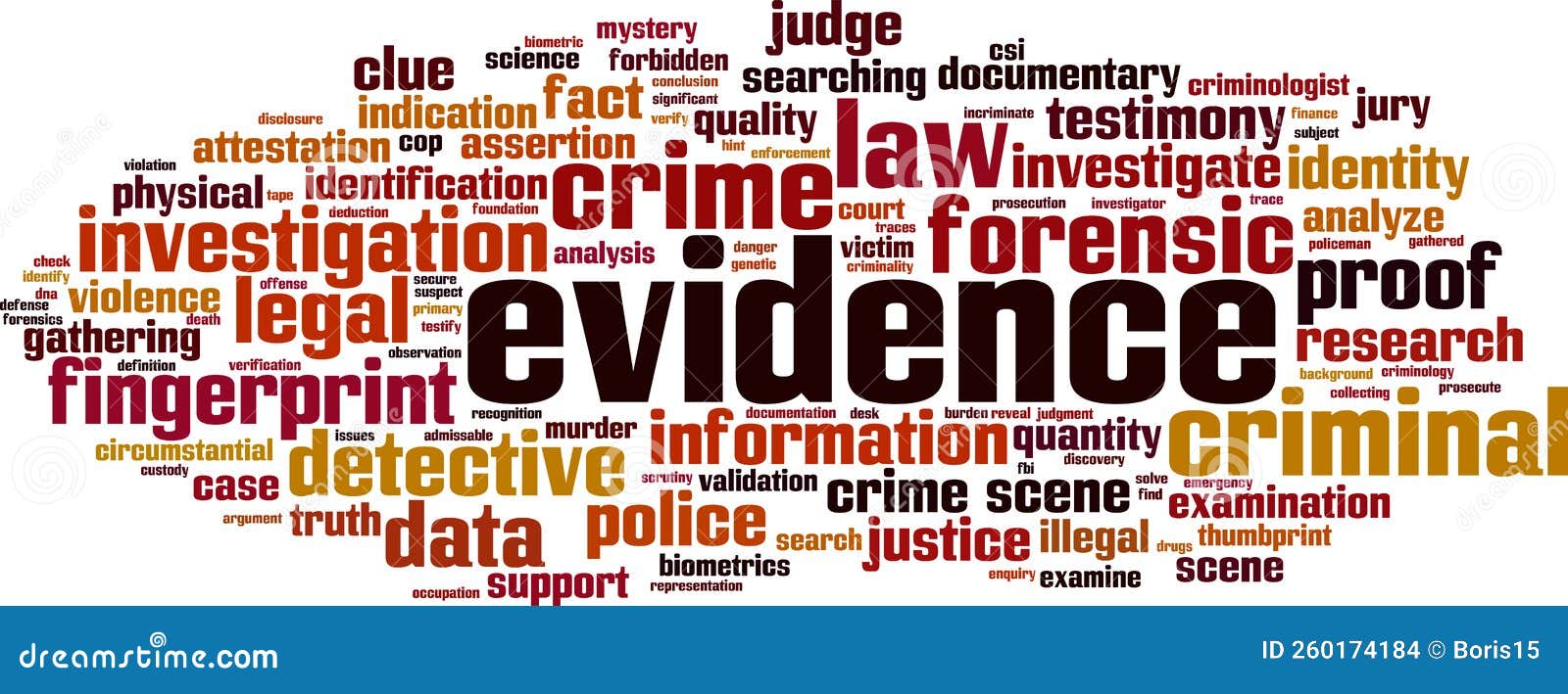 Evidence word cloud stock vector. Illustration of assertion - 260174184