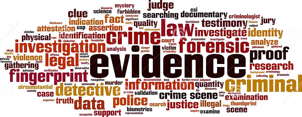 Evidence word cloud stock vector. Illustration of assertion - 260174184