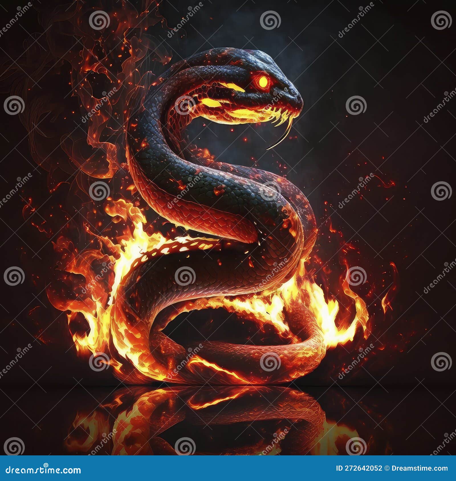 Evil Angry Animal in Red Flame. Ai Generated Stock Illustration ...