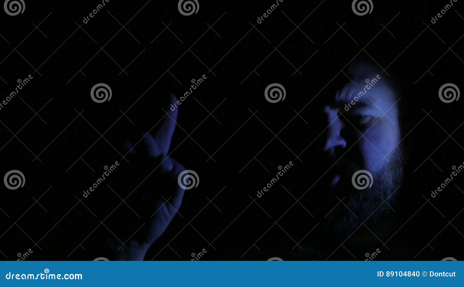 Evil and Angry Bald Man Speaking in Darkness. 4K UHD Stock Footage ...