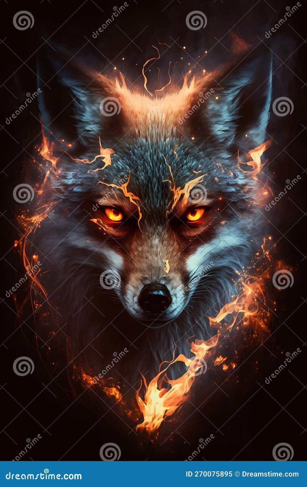 Evil Animals with Flames and Fire - Generative AI Stock Illustration ...