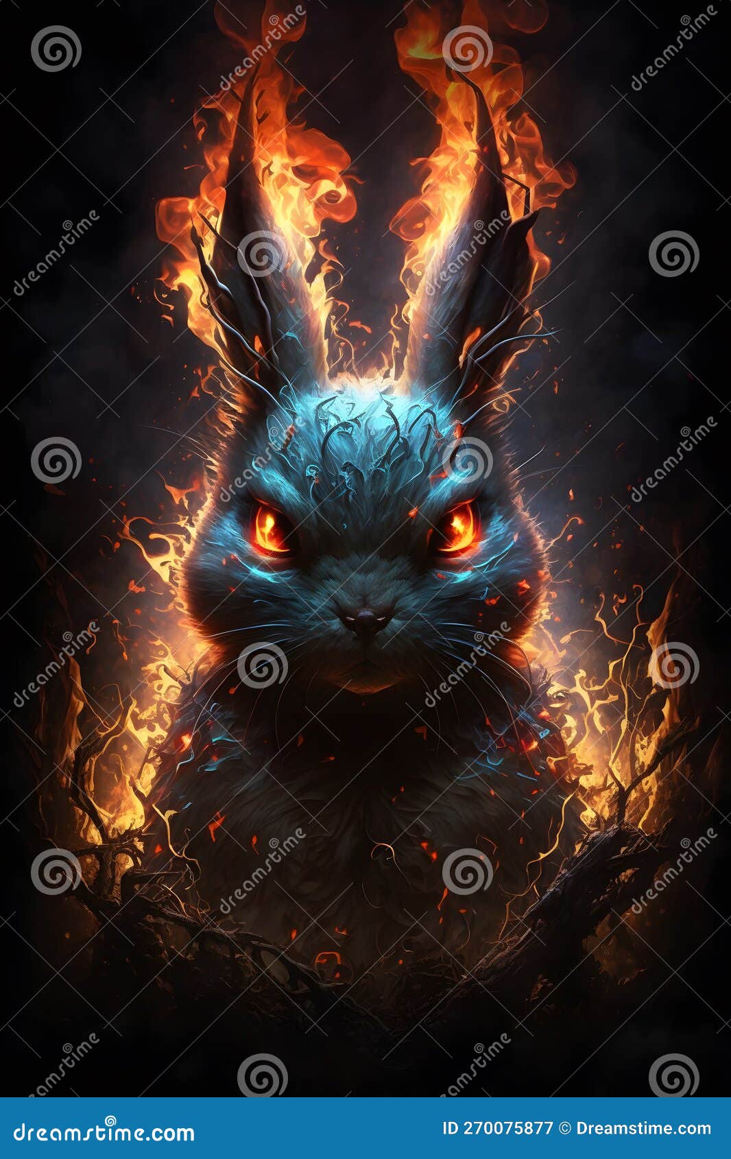 Evil Animals with Flames and Fire - Generative AI Stock Illustration ...