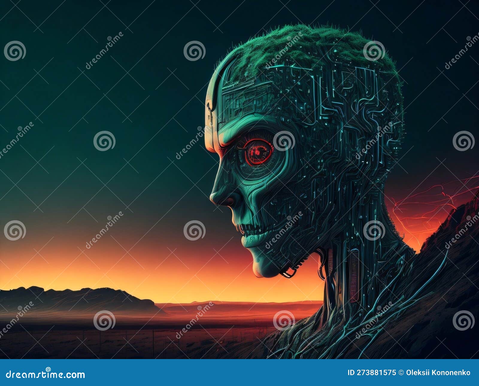 Evil Artificial Intelligence, Humanoid Alien Robot. Robot with ...