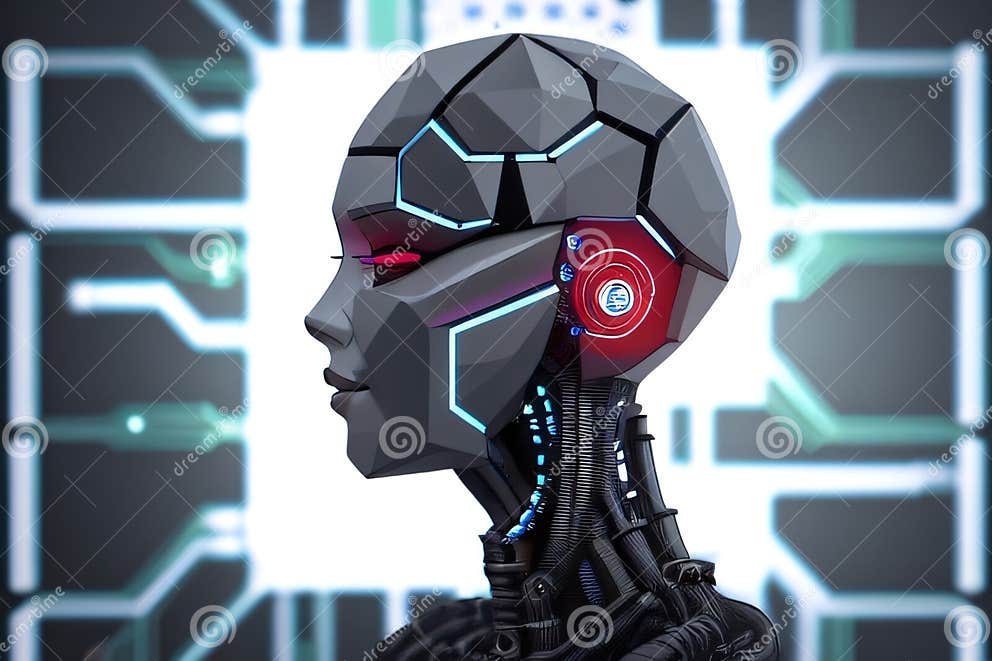 Evil Artificial Intelligence, Humanoid Alien Robot. Robot with ...