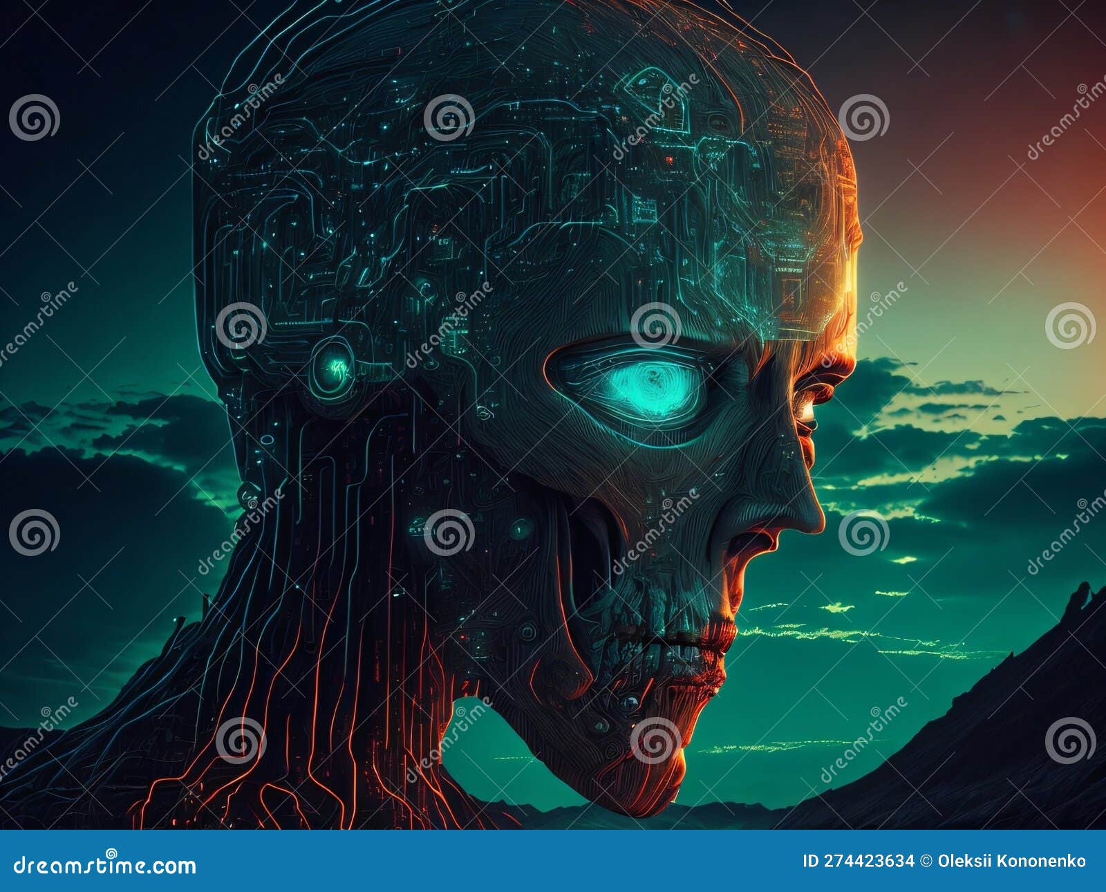 Evil Artificial Intelligence, Humanoid Alien Robot. Robot With ...