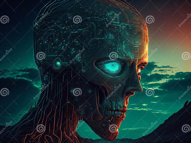 Evil Artificial Intelligence, Humanoid Alien Robot. Robot with ...