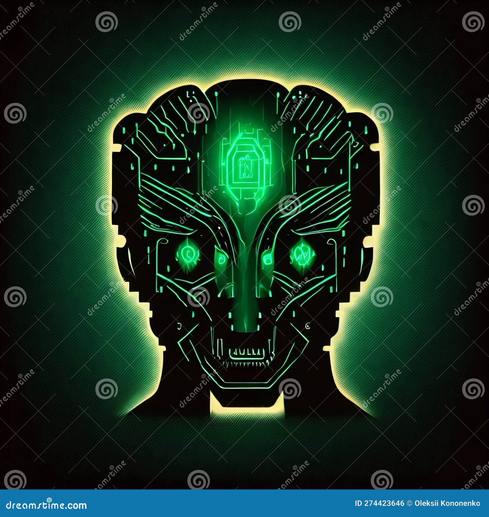 Evil Artificial Intelligence, Humanoid Alien Robot. Robot with ...