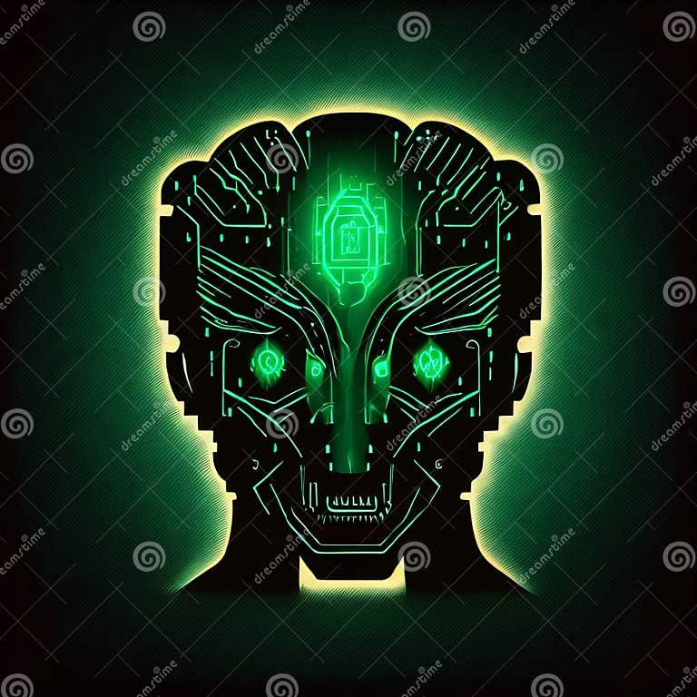 Evil Artificial Intelligence, Humanoid Alien Robot. Robot with ...