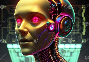 Evil Artificial Intelligence, Humanoid Alien Robot. Robot with ...