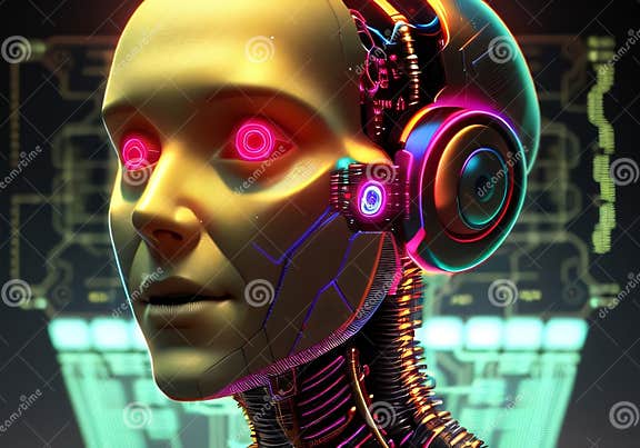 Evil Artificial Intelligence, Humanoid Alien Robot. Robot with ...