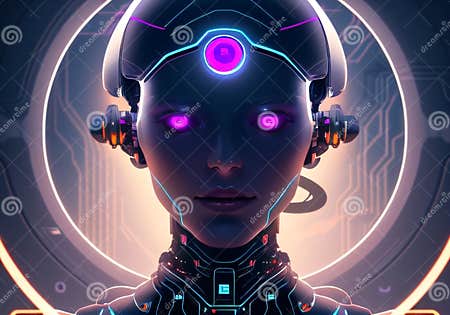 Evil Artificial Intelligence, Humanoid Alien Robot. Robot with ...