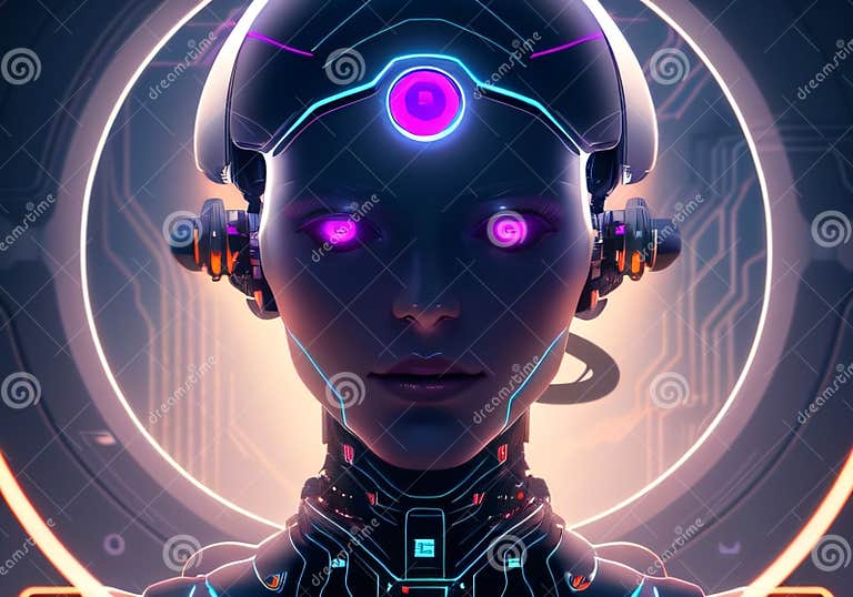 Evil Artificial Intelligence, Humanoid Alien Robot. Robot with ...