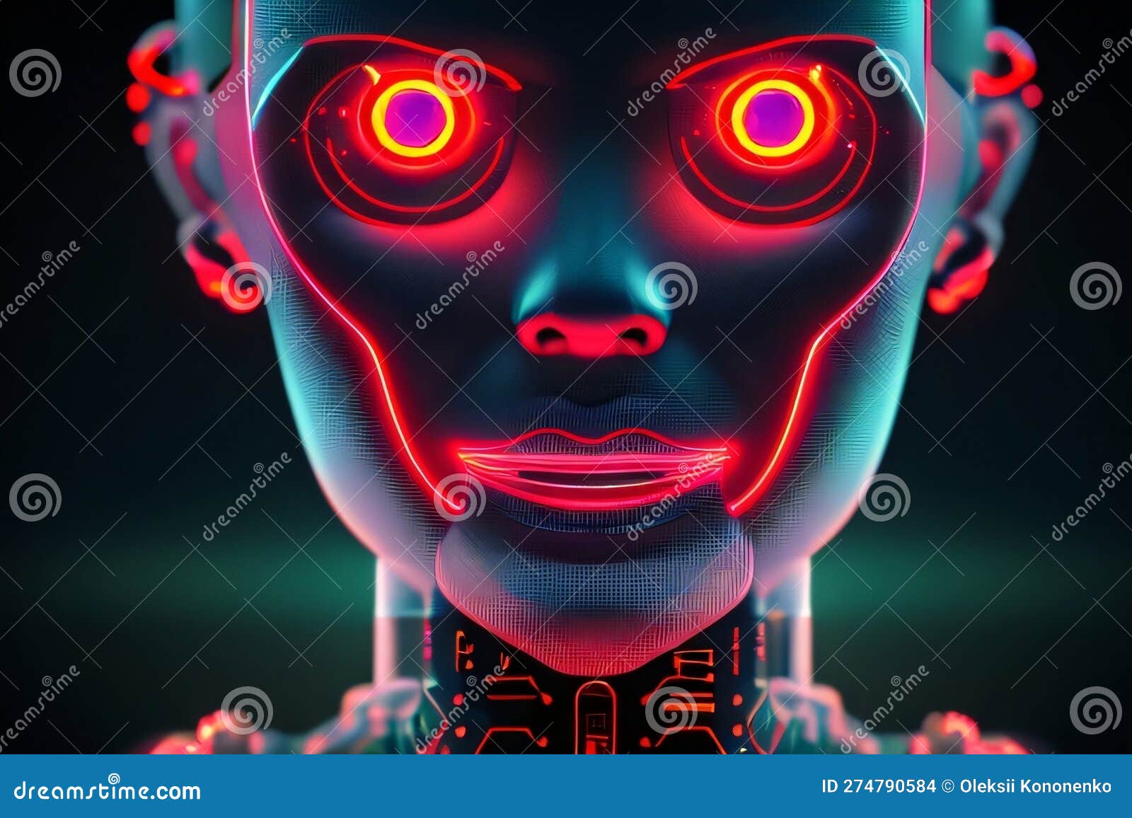 Evil Artificial Intelligence, Humanoid Alien Robot. Robot with ...
