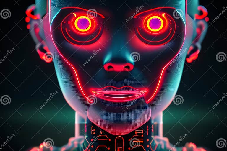 Evil Artificial Intelligence, Humanoid Alien Robot. Robot with ...