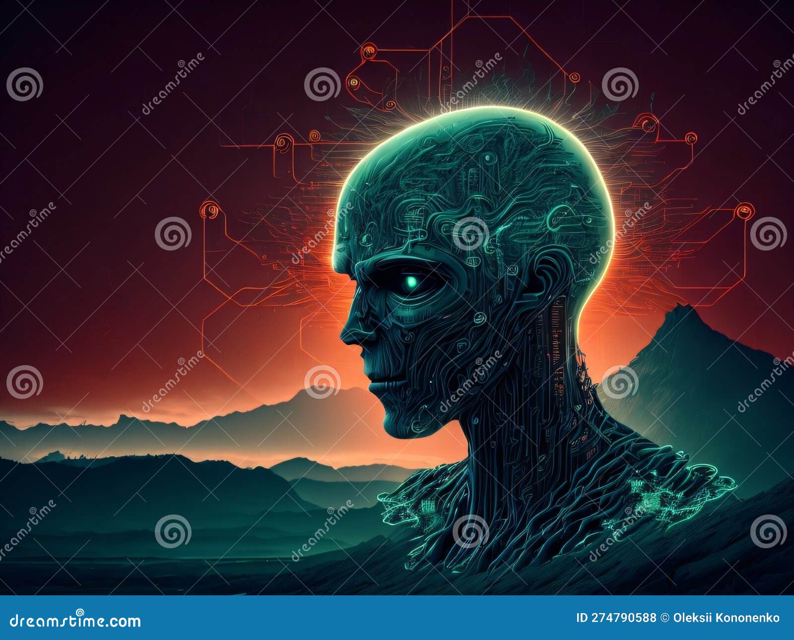 Evil Artificial Intelligence, Humanoid Alien Robot. Robot with ...