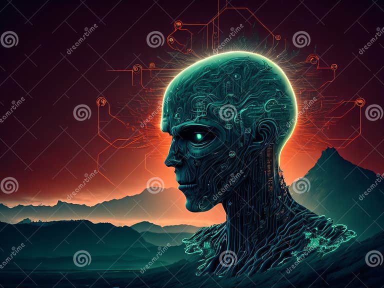 Evil Artificial Intelligence, Humanoid Alien Robot. Robot with ...