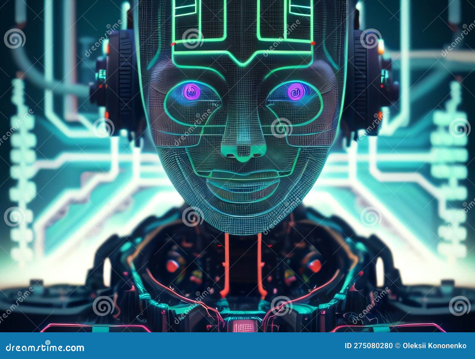 Evil Artificial Intelligence, Humanoid Alien Robot. Robot with ...