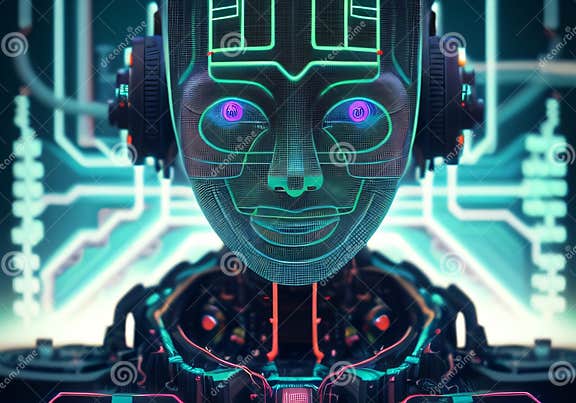 Evil Artificial Intelligence, Humanoid Alien Robot. Robot with ...