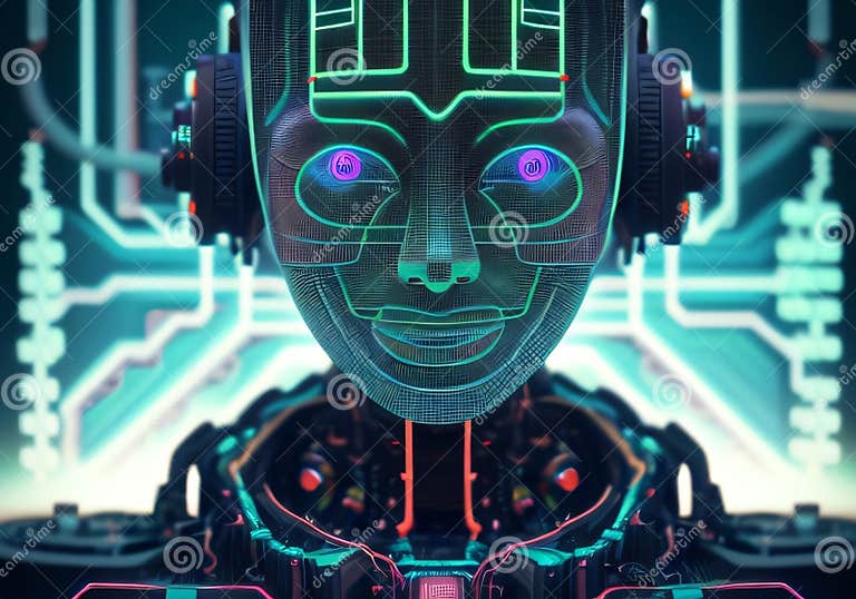 Evil Artificial Intelligence, Humanoid Alien Robot. Robot with ...