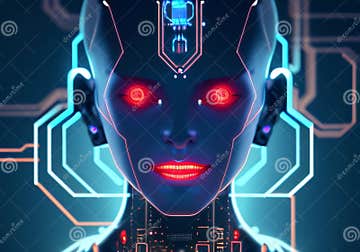 Evil Artificial Intelligence, Humanoid Alien Robot. Robot with ...