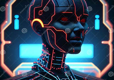 Evil Artificial Intelligence, Humanoid Alien Robot. Robot with ...