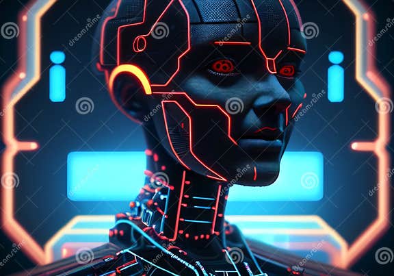 Evil Artificial Intelligence, Humanoid Alien Robot. Robot with ...