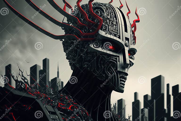 Evil Artificial Intelligence, Robot Metallic Figure, Science Fiction ...