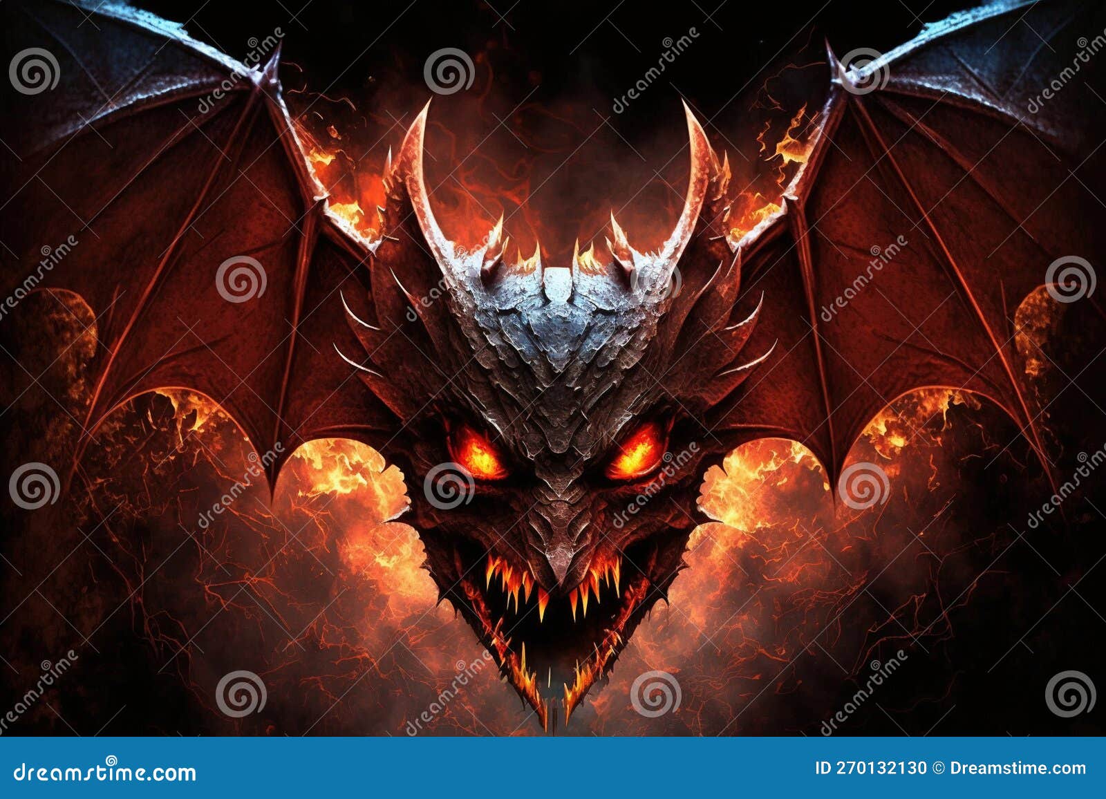 Evil Bat in Red Flames, Fantasy, Illustration AI Stock Illustration ...
