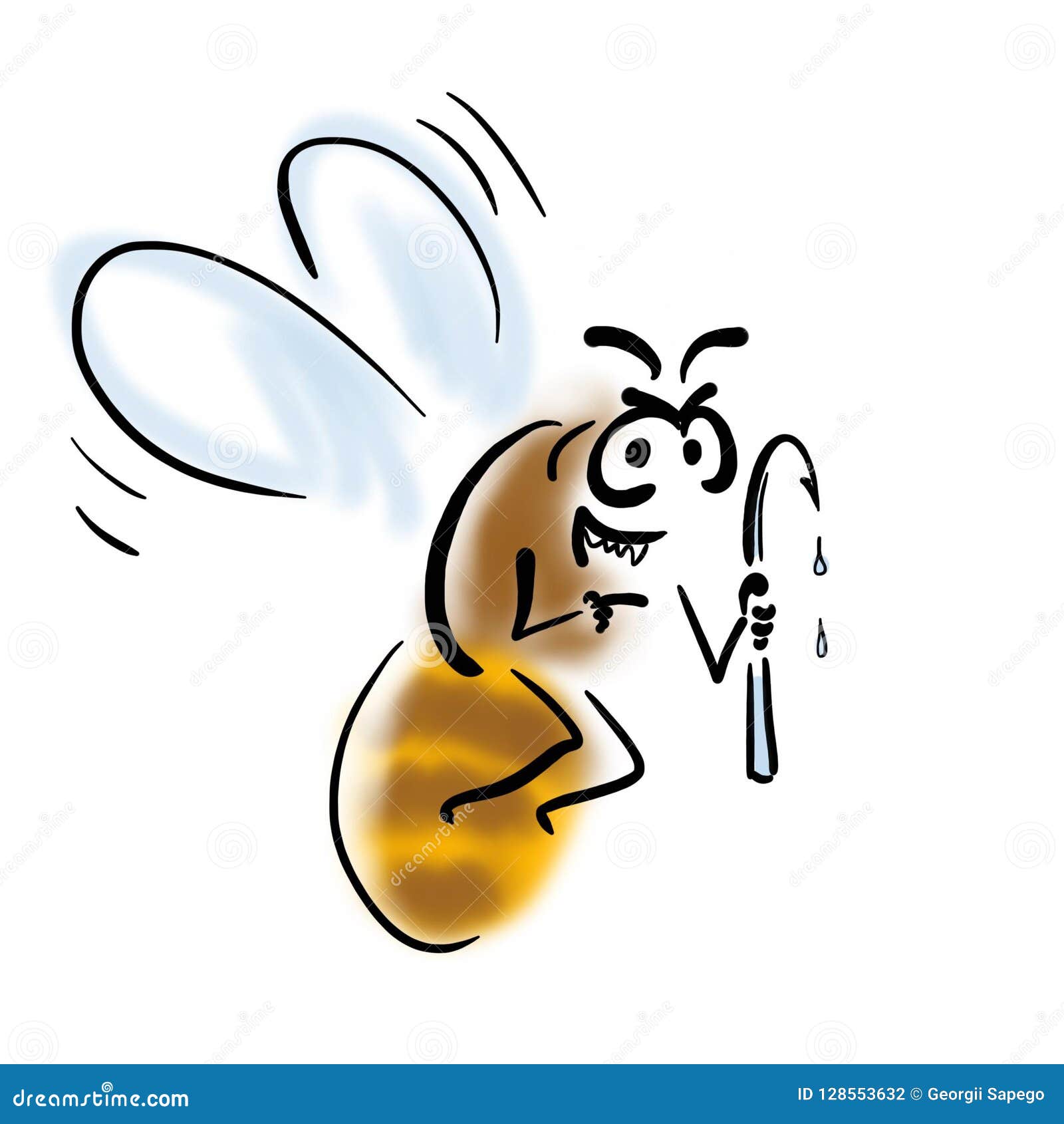 Evil Bee with a Curved Sting Stock Illustration - Illustration of ...