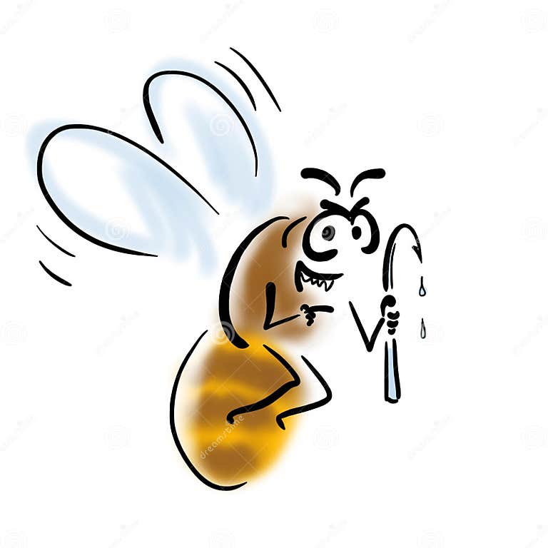 Evil Bee with a Curved Sting Stock Illustration - Illustration of ...