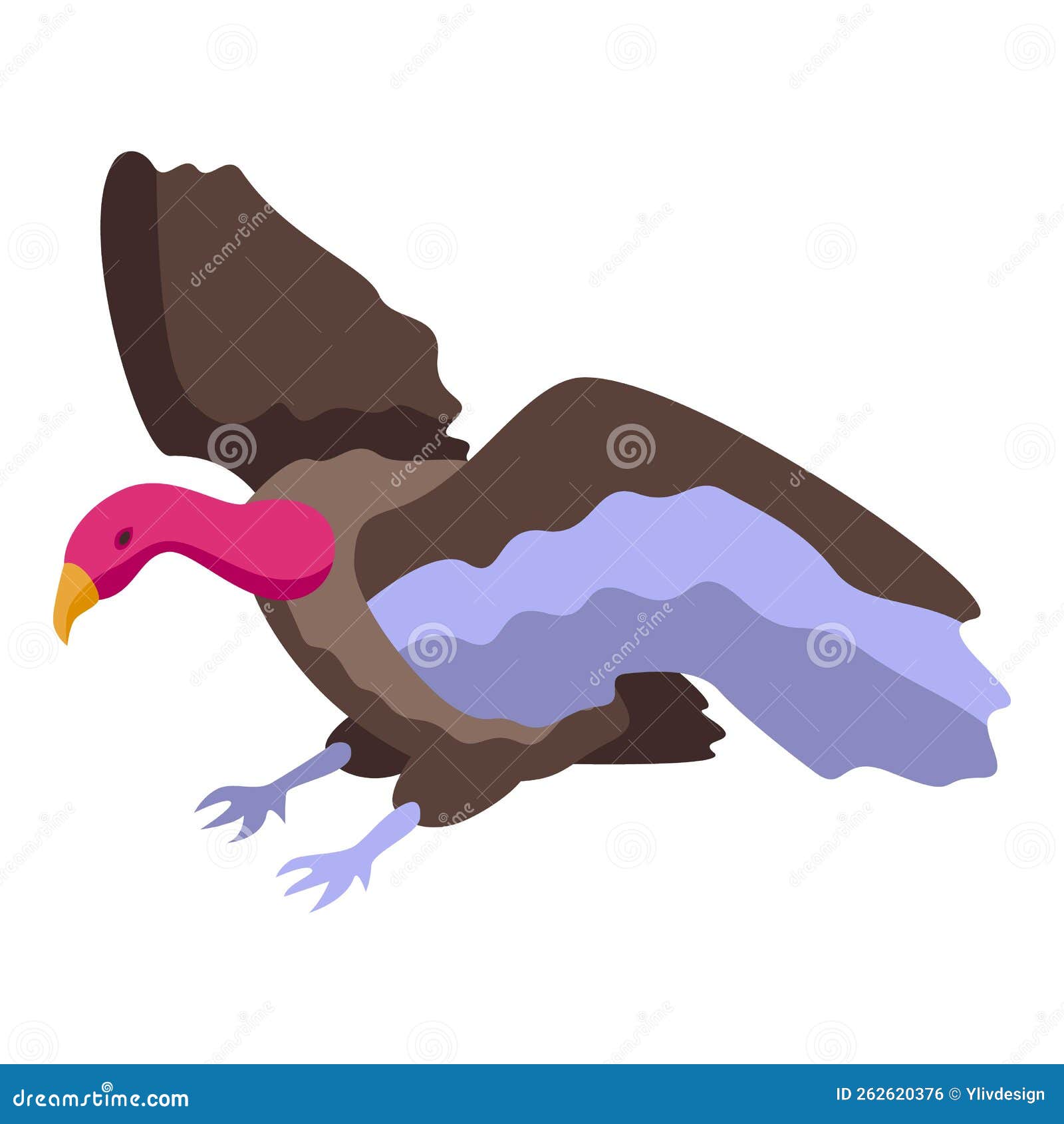 Vector Vulture In 3D Cartoon Style. Large Diurnal Bird Of Prey ...