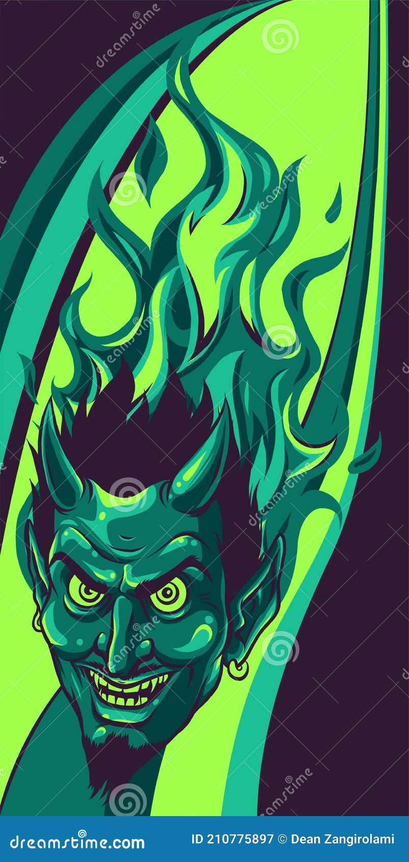 Evil Face with Flames Vector Illustration Design Stock Vector ...