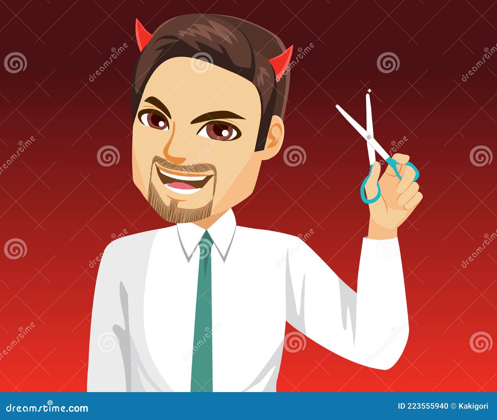 Evil Businessman Holding Scissors Stock Vector - Illustration of ...