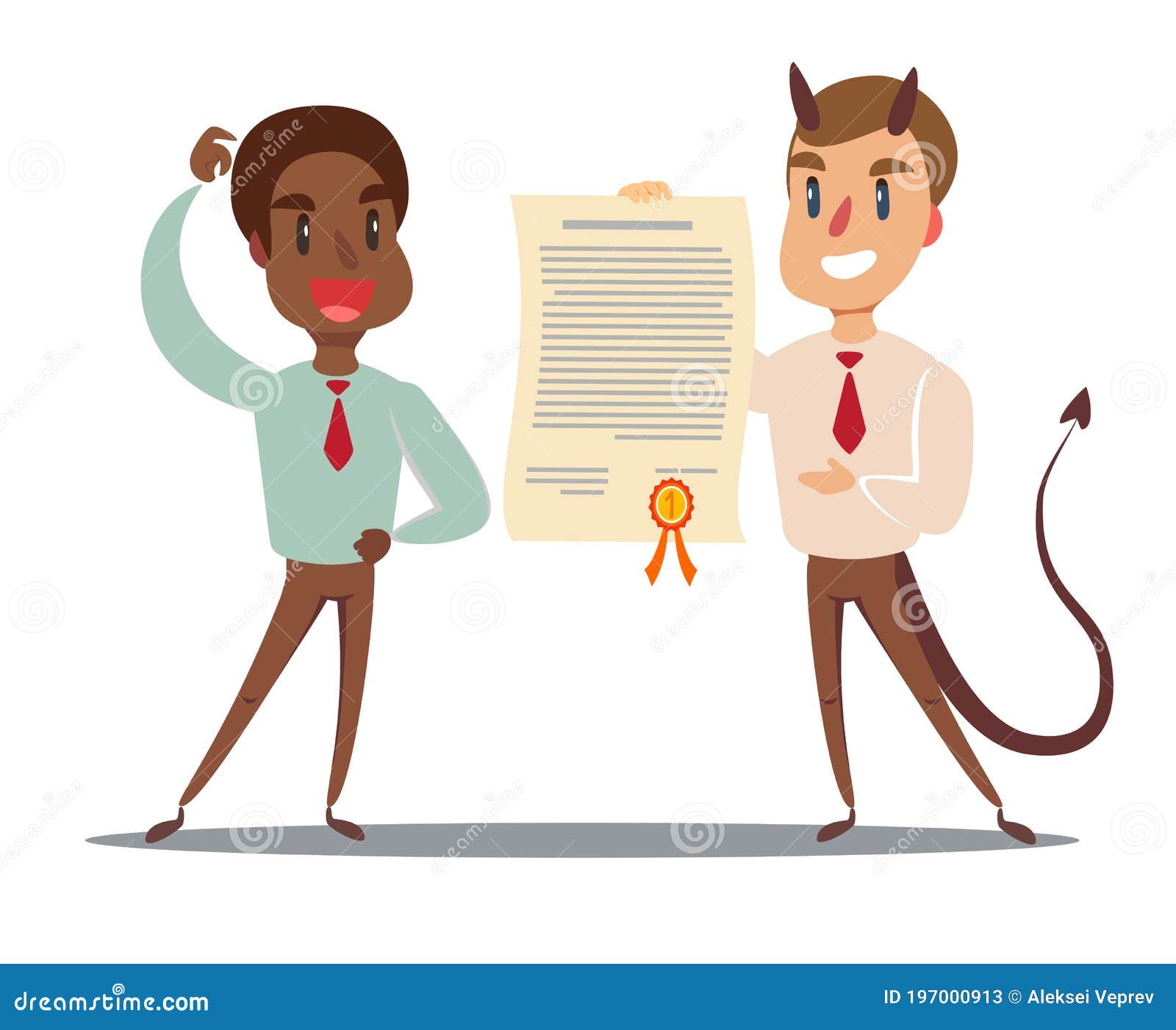 Contract With Devil Flat Vector Illustration. Signing Agreement With ...