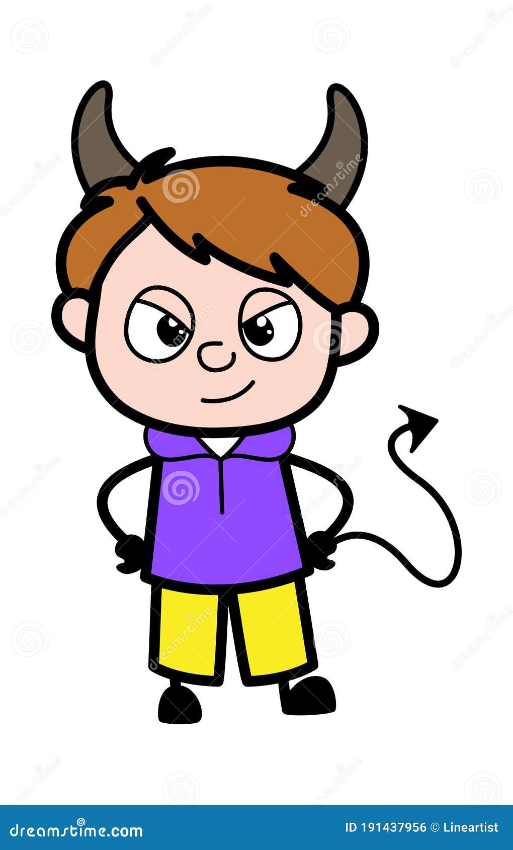 Evil Cartoon Boy as Devil stock illustration. Illustration of evil ...