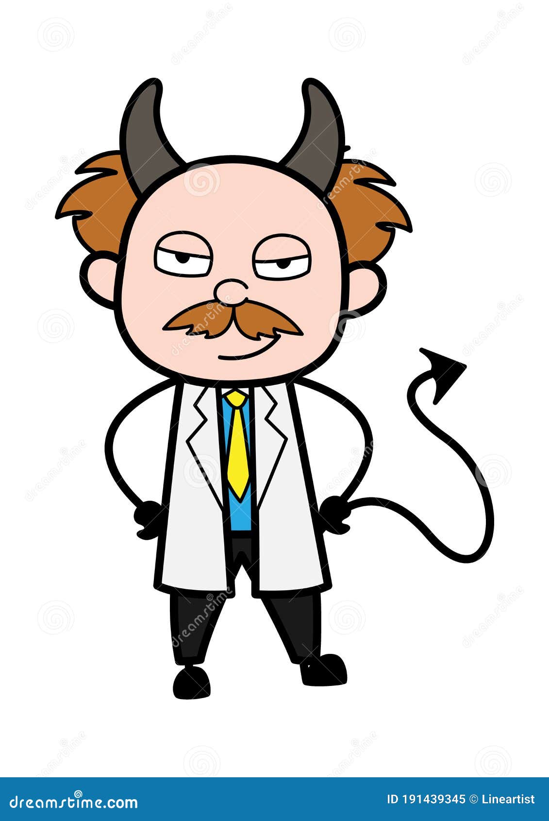 Evil Cartoon Scientist As Devil Stock Illustration - Illustration of ...