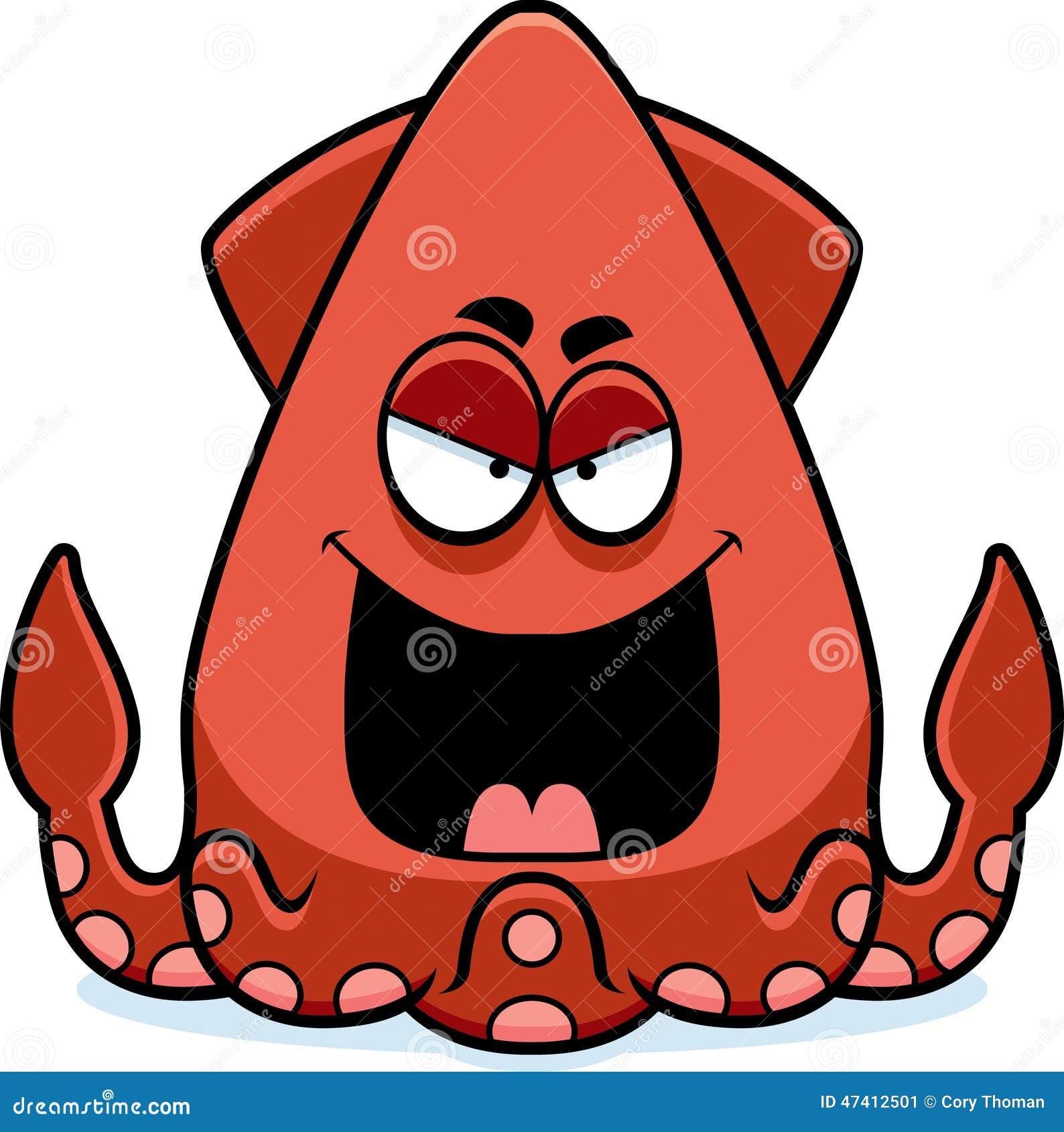 Evil Cartoon Squid stock vector. Illustration of tentacles - 47412501