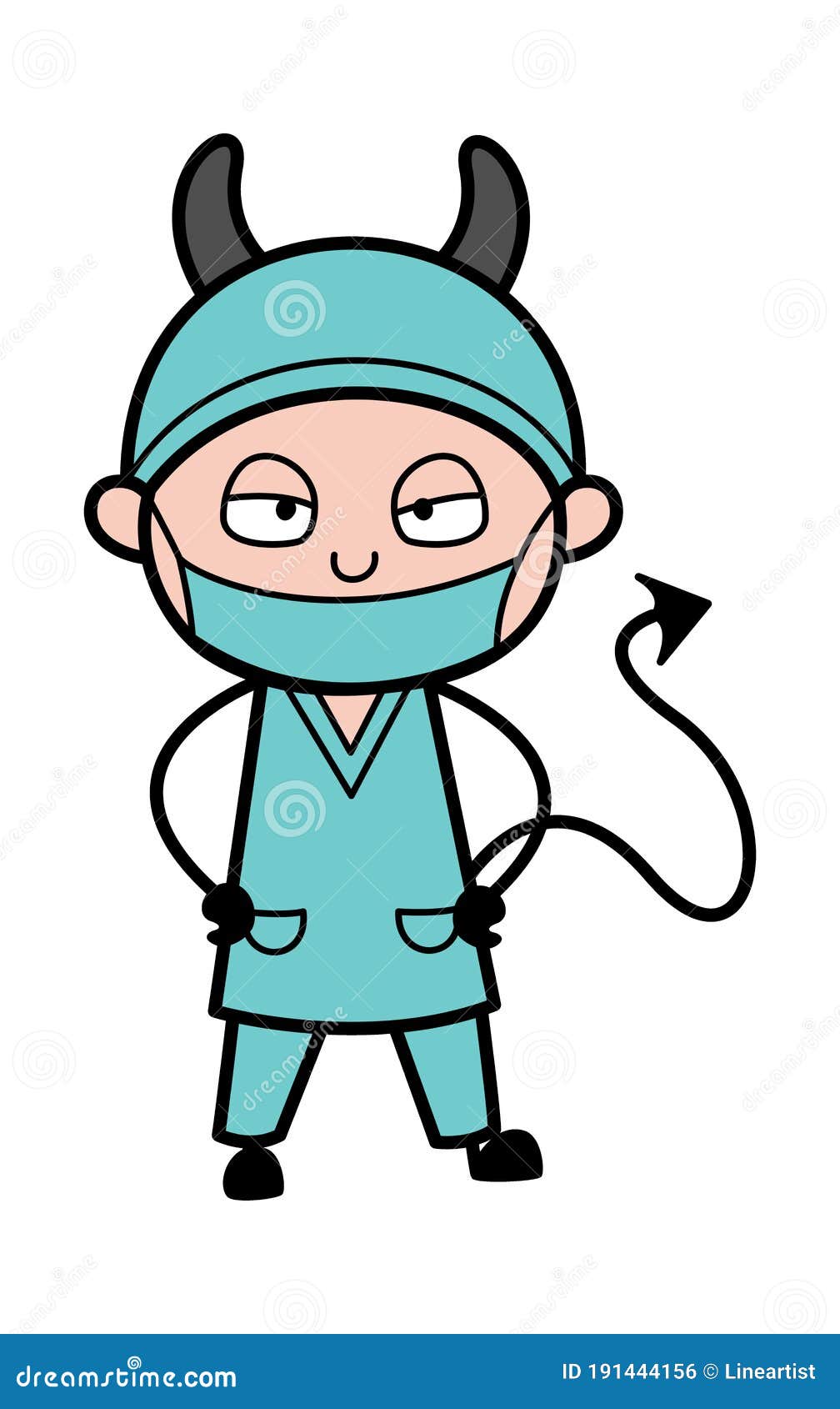 Evil Cartoon Surgeon As Devil Stock Illustration - Illustration of ...