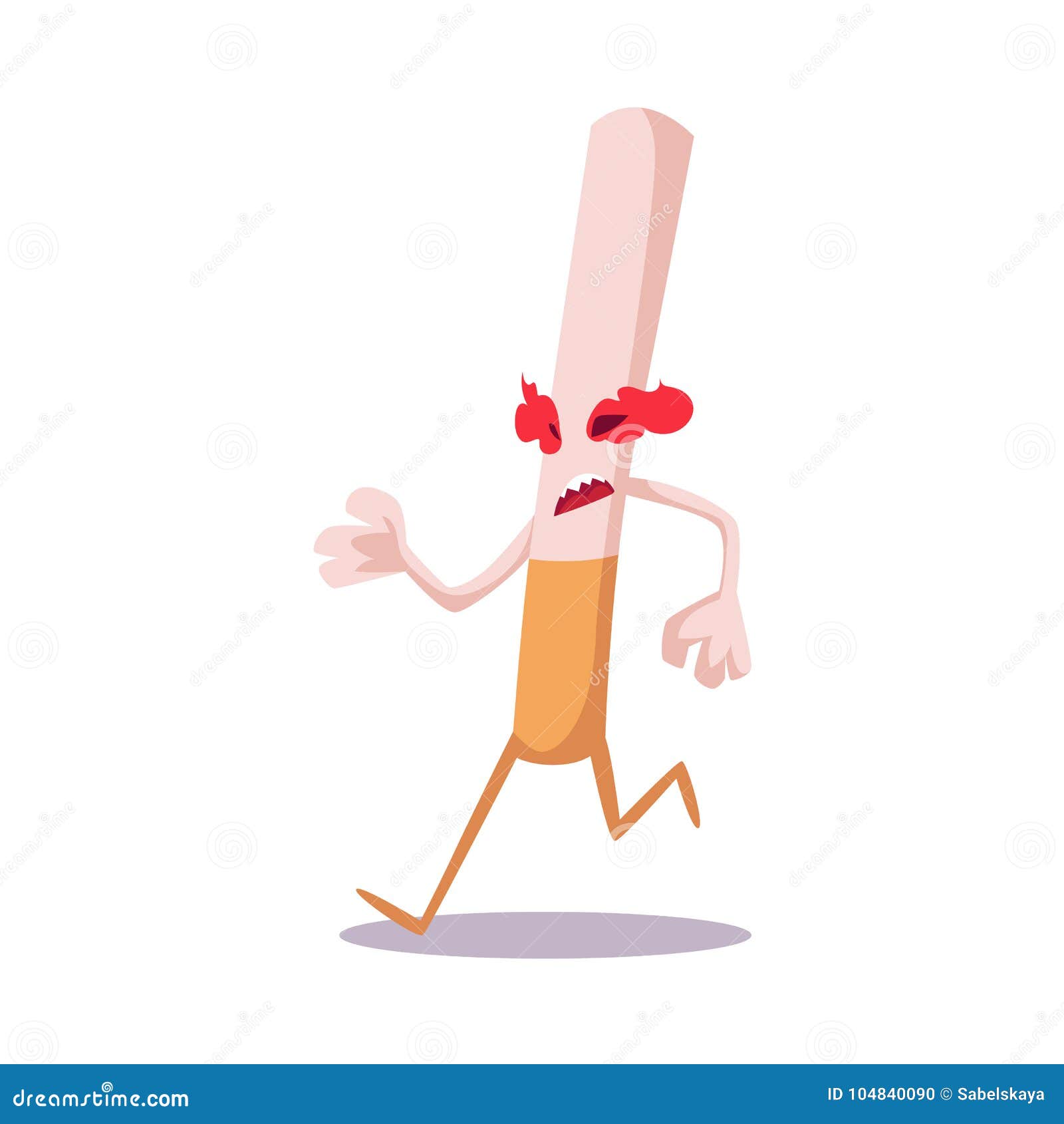 Evil Cigarette Monster with Burning Eyes and Teeth Stock Vector ...