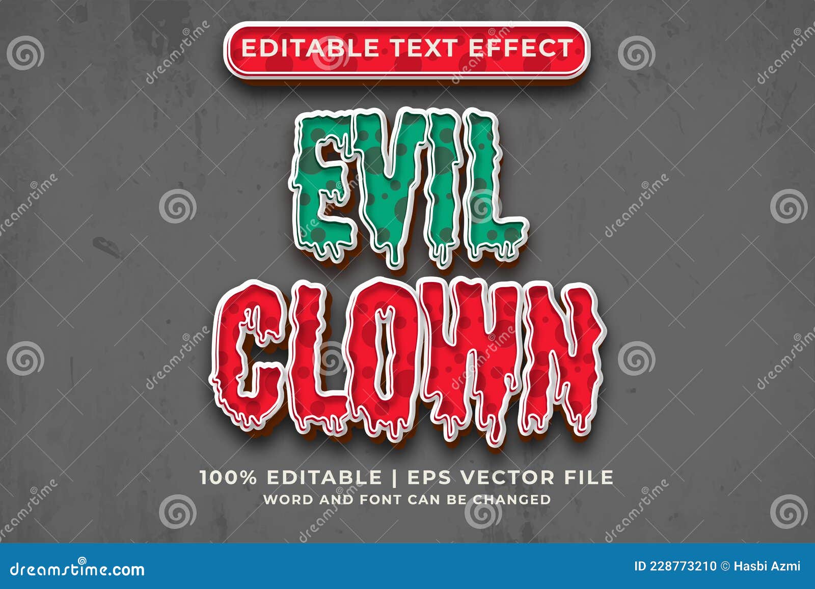 Evil Clown Editable Text Effect 3d Template Style Stock Vector ...
