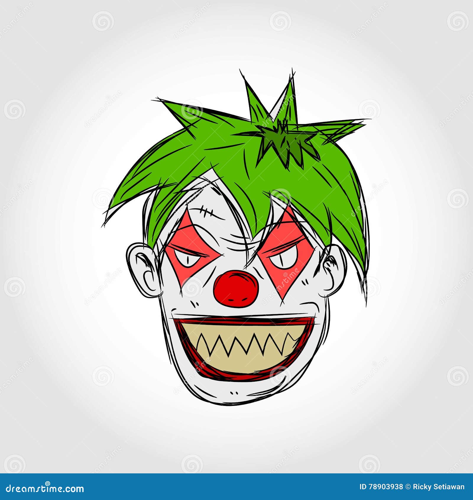 Evil Clown Face Vector Illustration | CartoonDealer.com #78903938